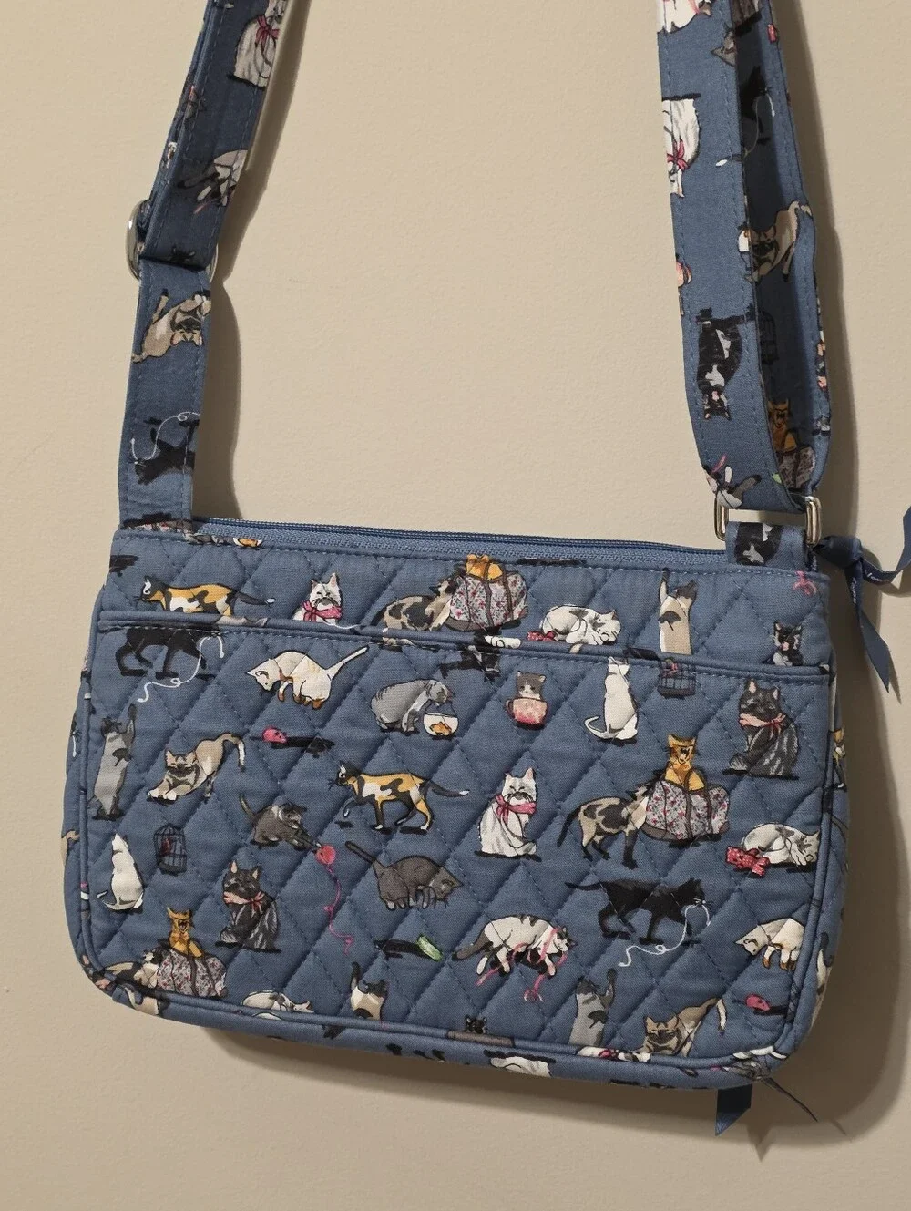 Vera Bradley | Bags | Vera Bradley Cats Meow Quilted Crossbody Bag Blue ...
